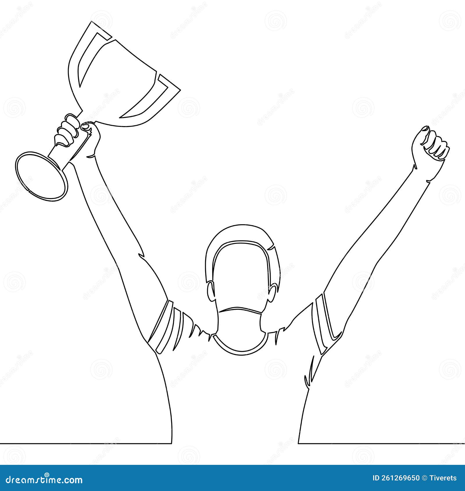 Continuous Line Drawing Champion Player Lifting Trophy Icon Vector ...
