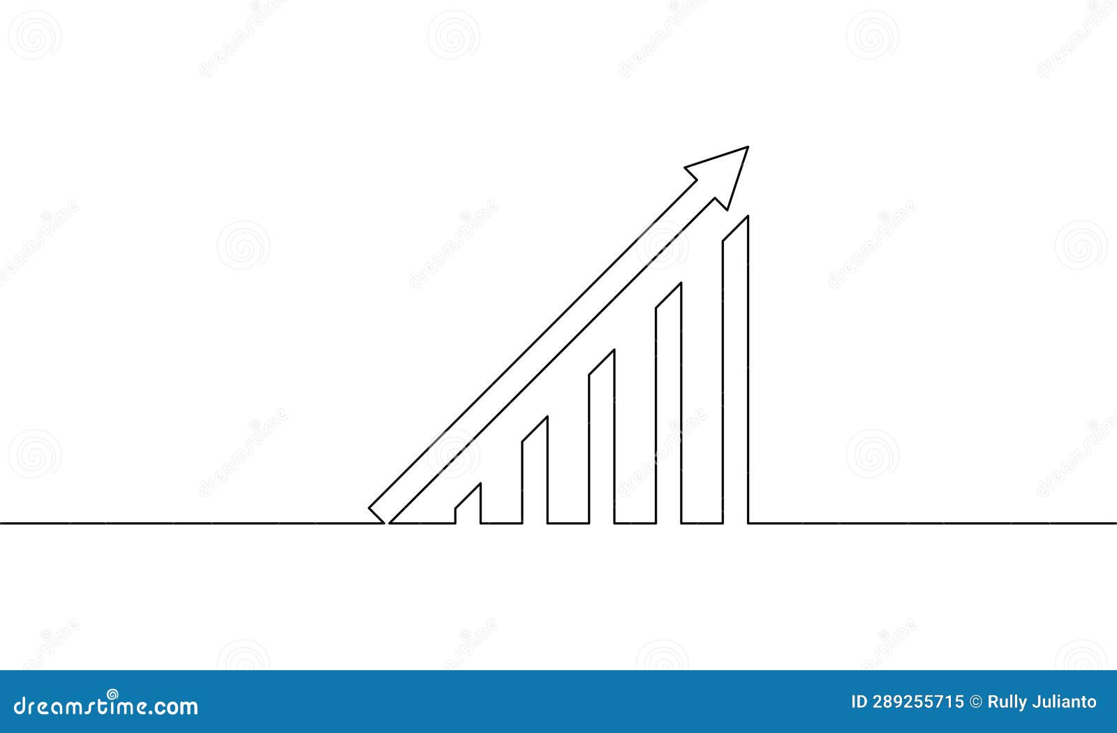 Continuous Line Drawing of Chart Graph with Arrow Stock Illustration ...