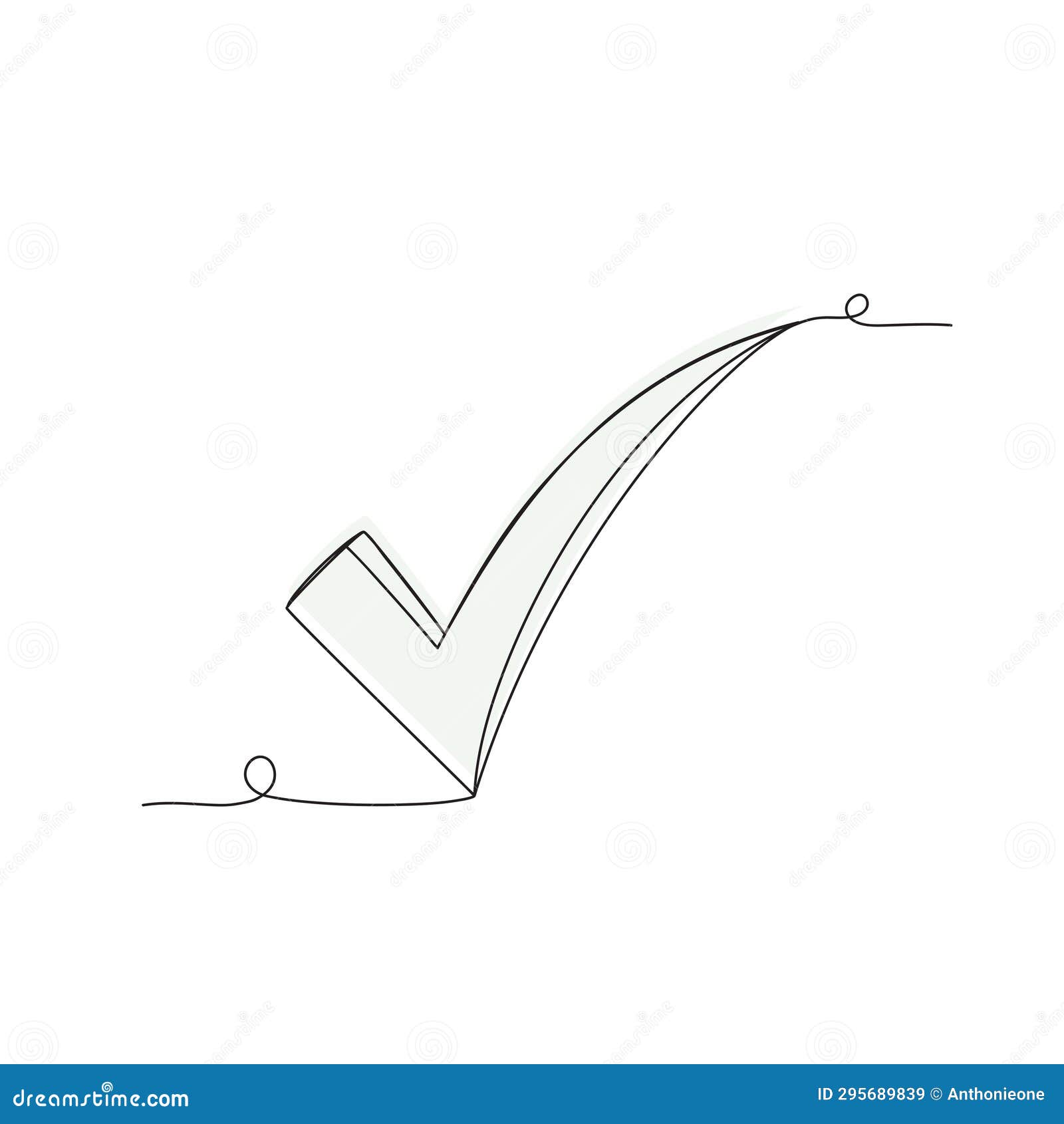 Continuous Line Drawing of Check Mark Shape Isolated Vector ...