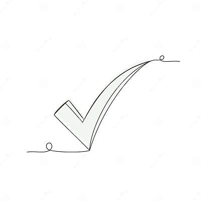 Continuous Line Drawing of Check Mark Shape Isolated Vector ...