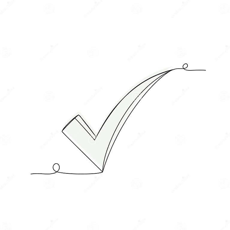 Continuous Line Drawing of Check Mark Shape Isolated Vector ...