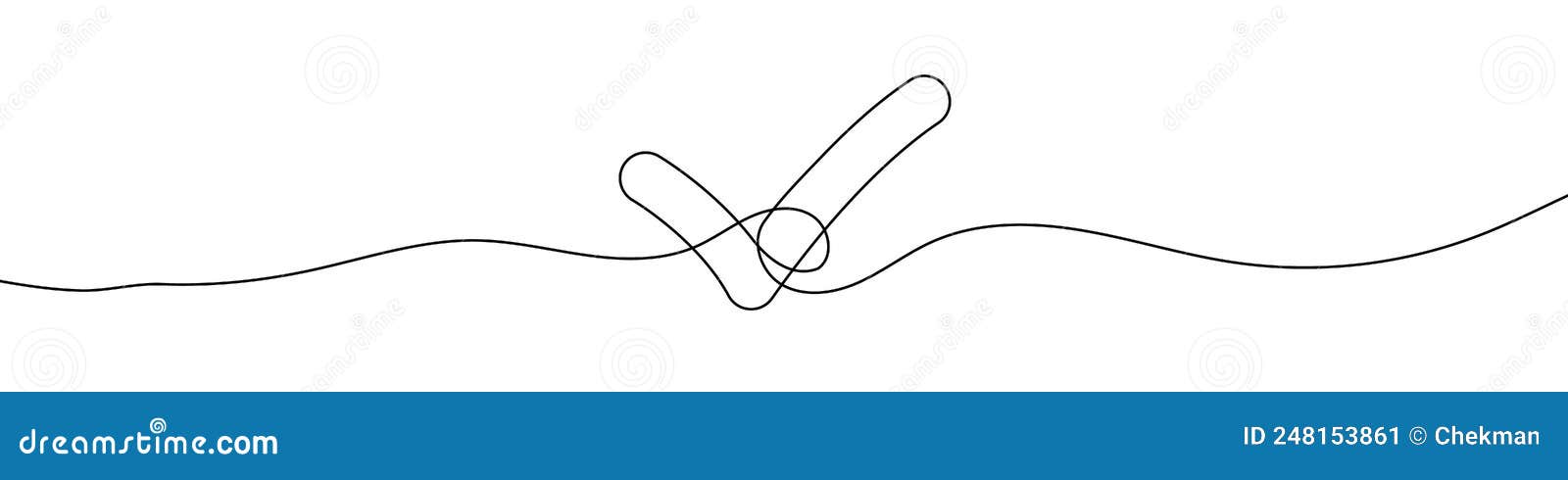Continuous Line Drawing of Check Mark. Tick One Line Icon Stock Vector ...
