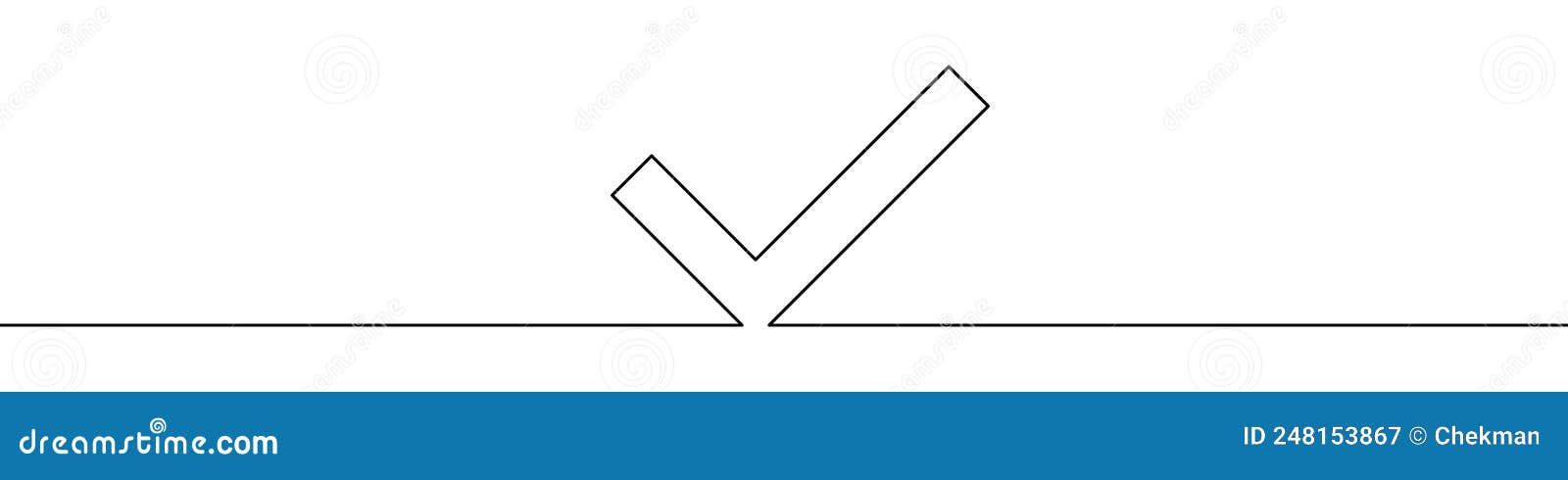 Continuous Line Drawing of Check Mark. Tick One Line Icon Stock Vector ...