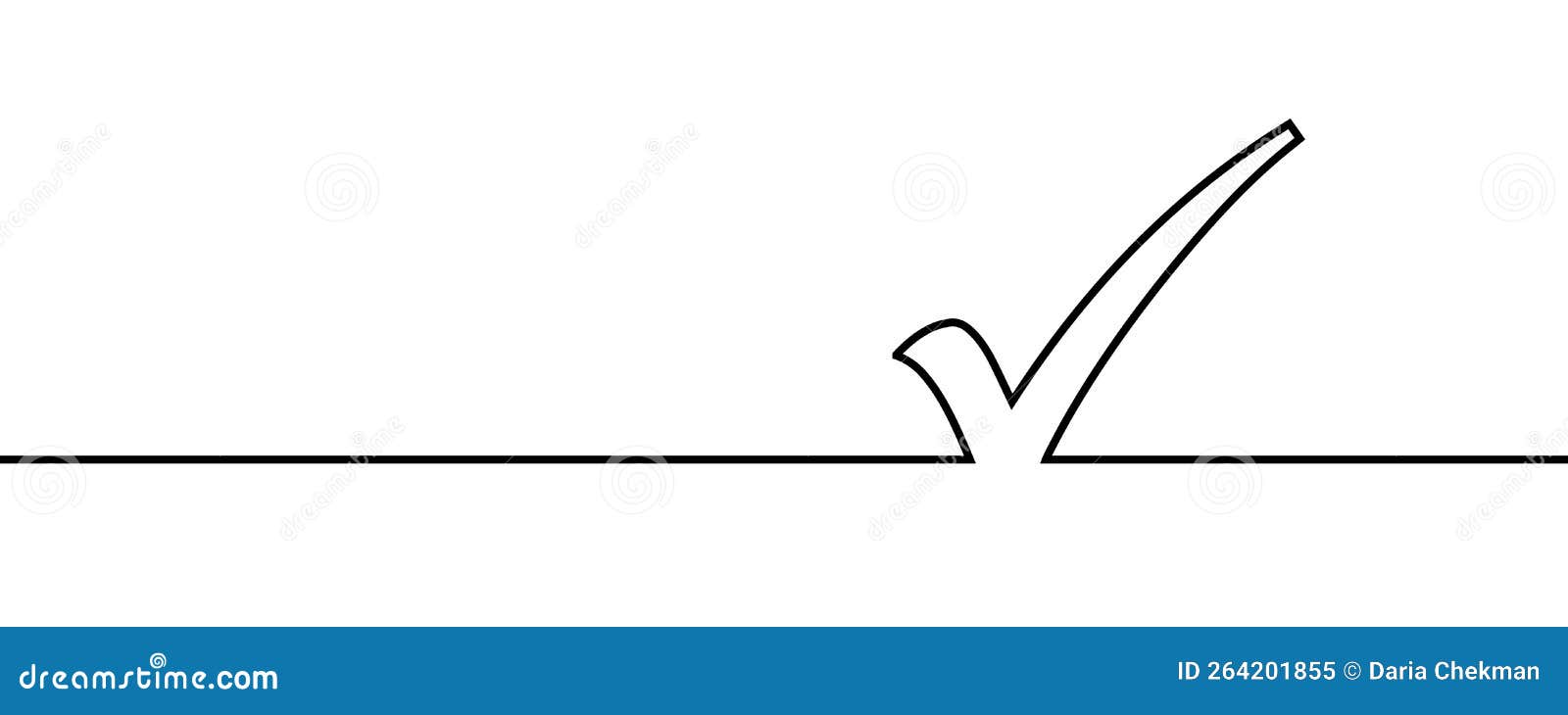 Continuous Line Drawing of Check Mark on White Background Stock Vector ...