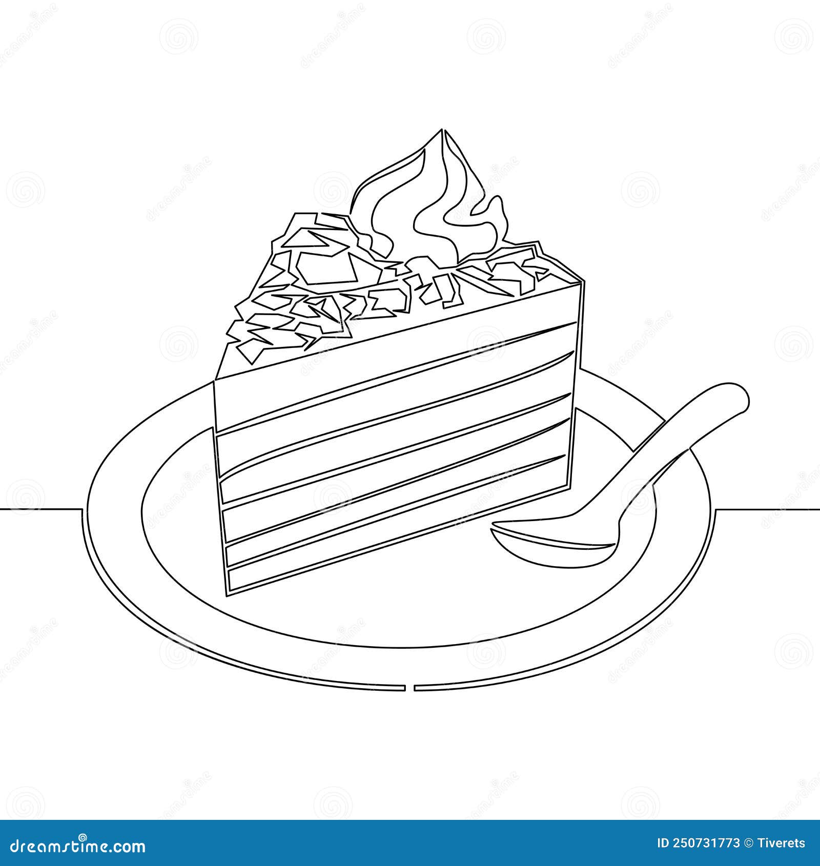 Continuous Line Drawing Cheesecake Piece of Cake Icon Vector ...