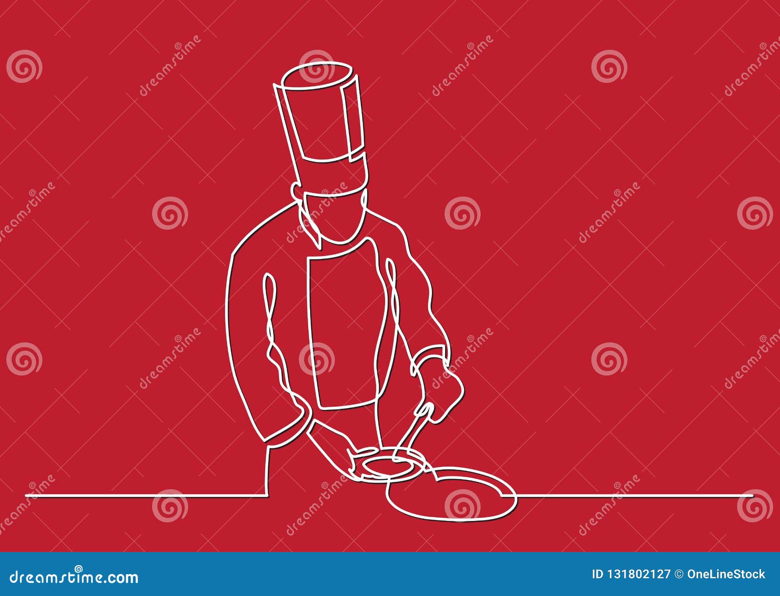 Continuous Line Drawing of Chef Making Meal Stock Vector - Illustration ...