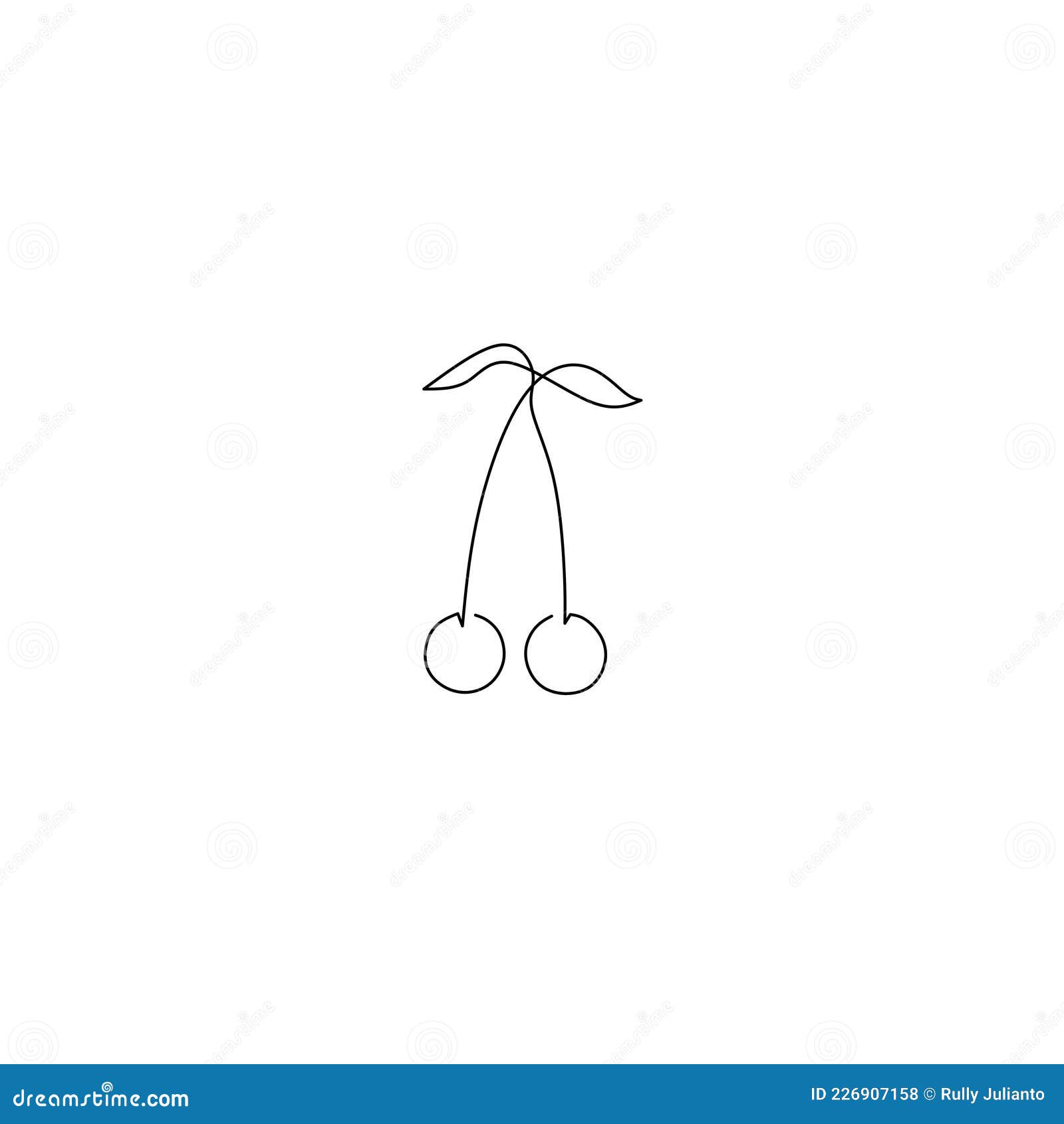 Hand Drawn Single Line of Cherry Stock Vector - Illustration of ...