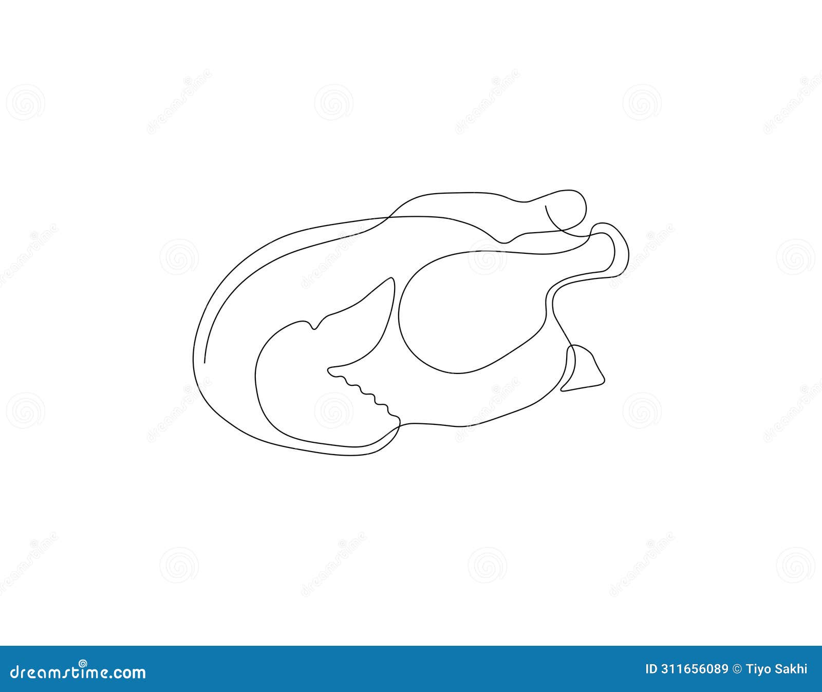 Continuous Line Drawing of Chicken Meat. One Line of Whole Chicken ...