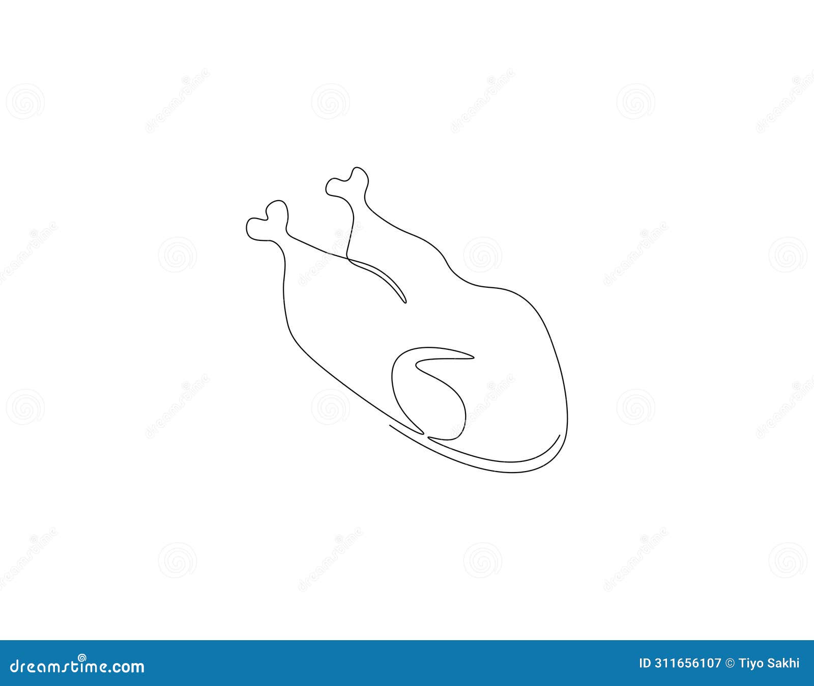 Continuous Line Drawing of Chicken Meat. One Line of Whole Chicken ...