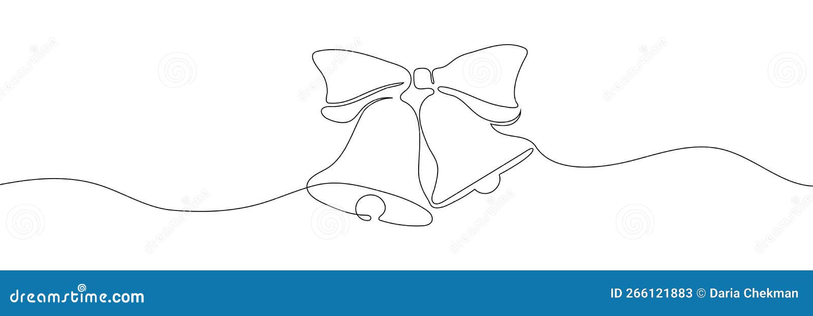 Continuous Line Drawing of Christmas Bell. Stock Vector - Illustration ...