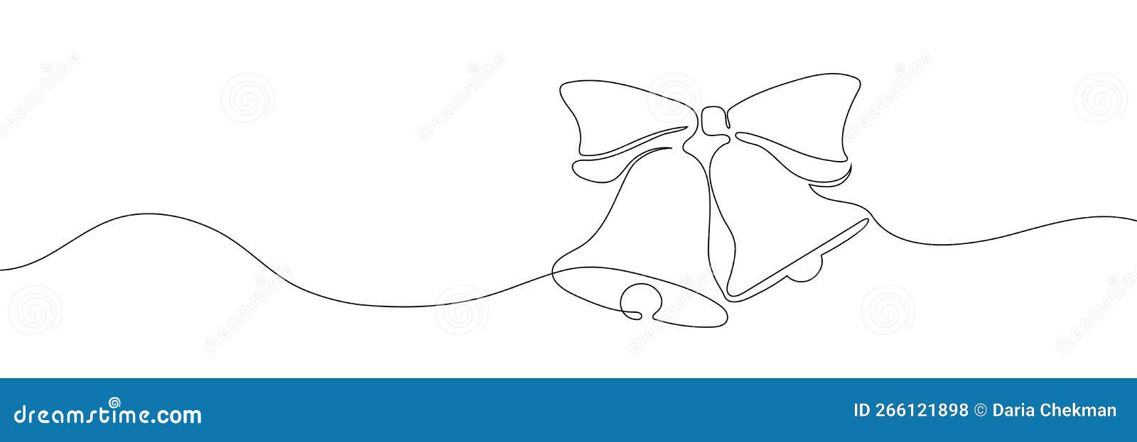 Continuous Line Drawing of Christmas Bell. Stock Vector - Illustration ...