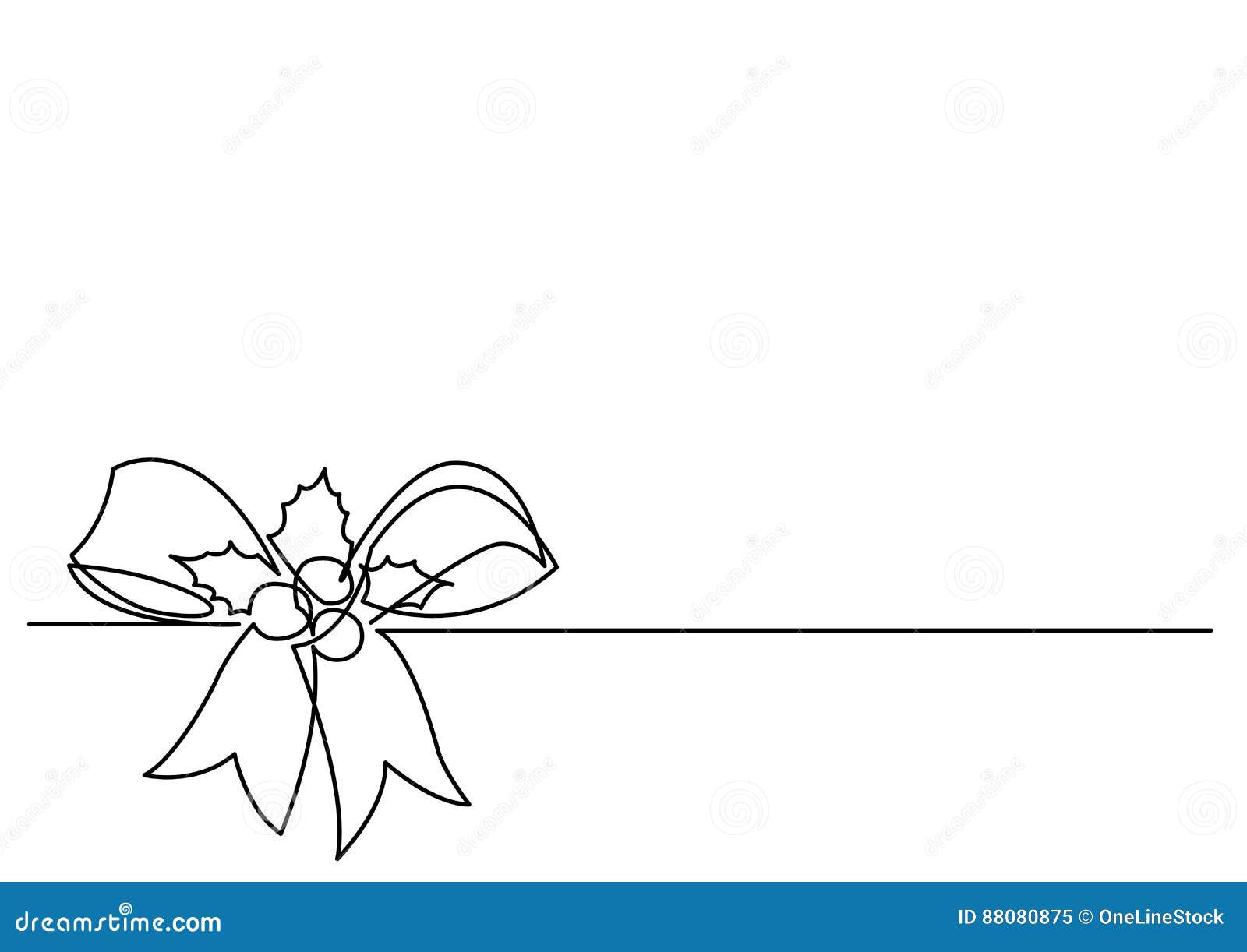 Continuous Line Drawing of Christmas Holly Decoration Stock Vector ...