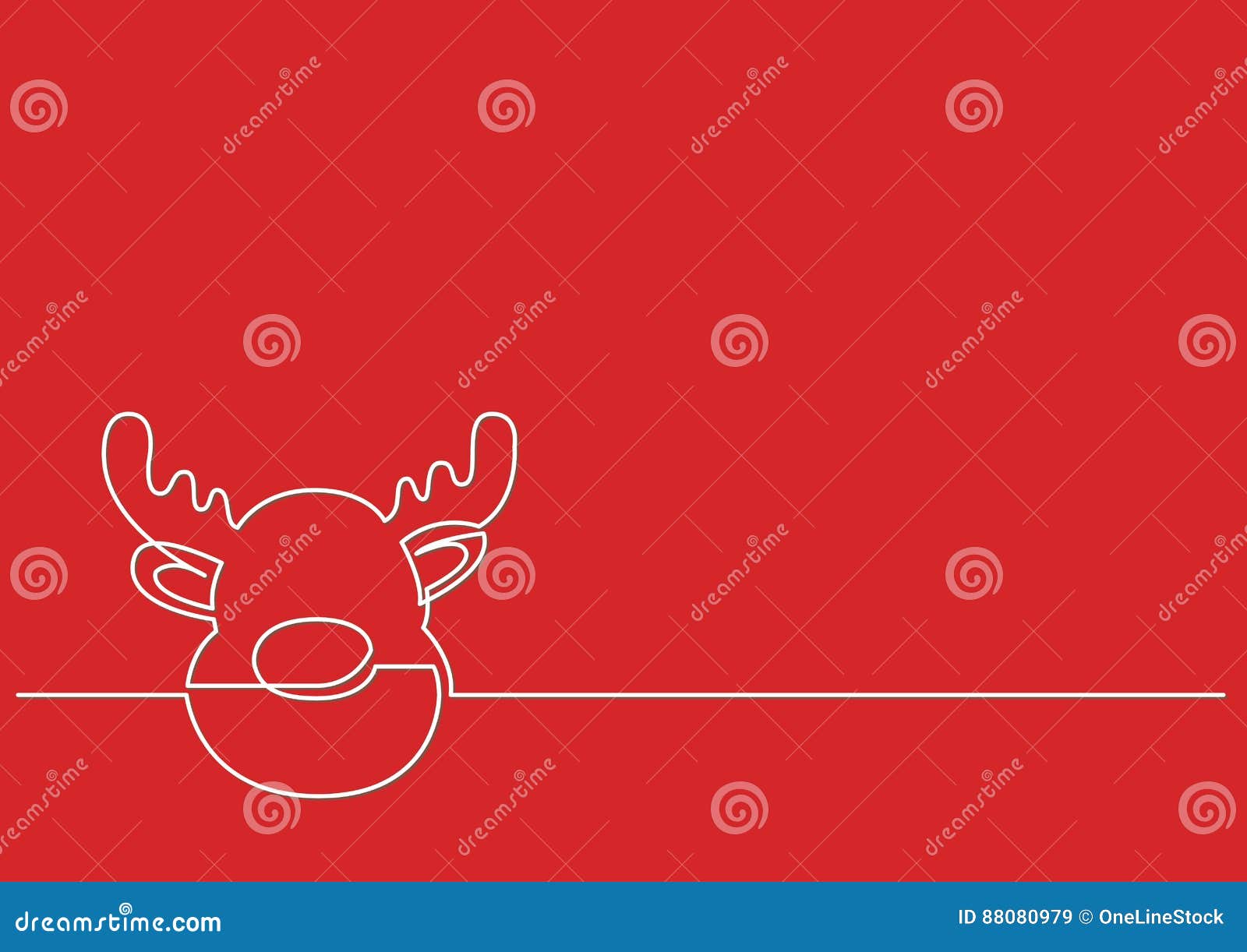 Continuous Line Drawing of Christmas Rudolph Reindeer Stock Vector ...