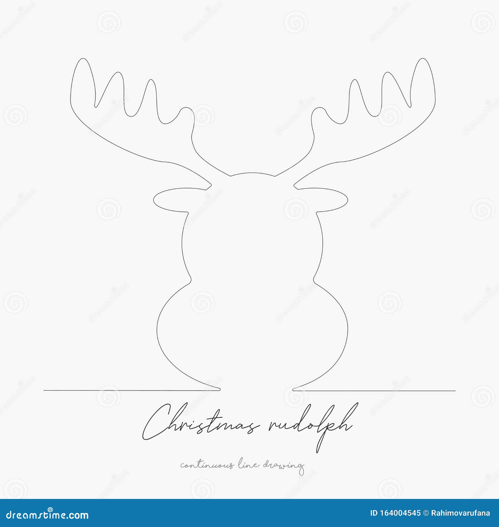 Continuous Line Drawing. Christmas Rudolph. Simple Vector Illustration ...