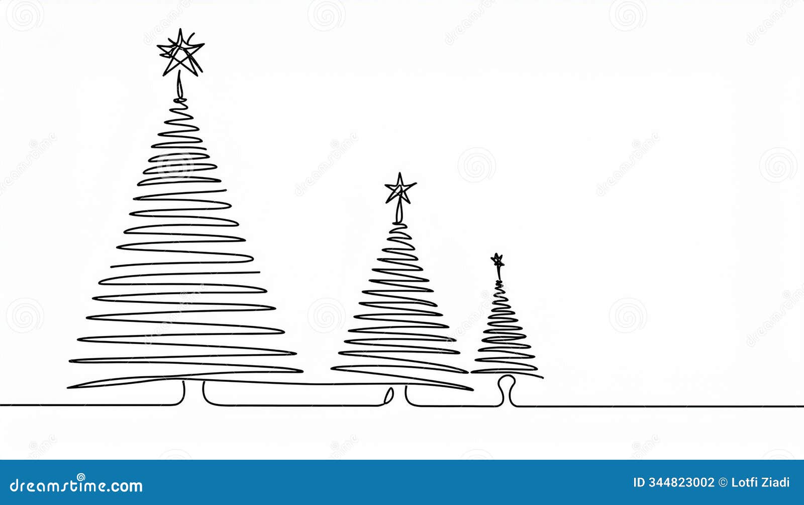 Continuous Line Drawing of Christmas Tree. Christmas Tree Line ...