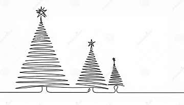 Continuous Line Drawing of Christmas Tree. Christmas Tree Line ...