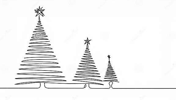 Continuous Line Drawing of Christmas Tree. Christmas Tree Line ...