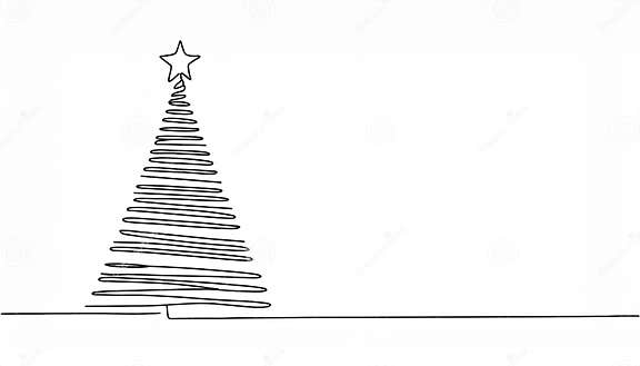 Continuous Line Drawing of Christmas Tree. Christmas Tree Line ...