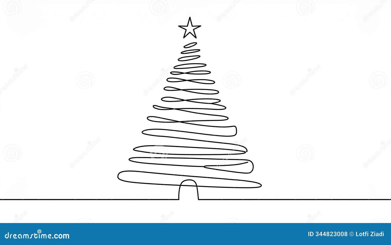 Continuous Line Drawing of Christmas Tree. Christmas Tree Line ...