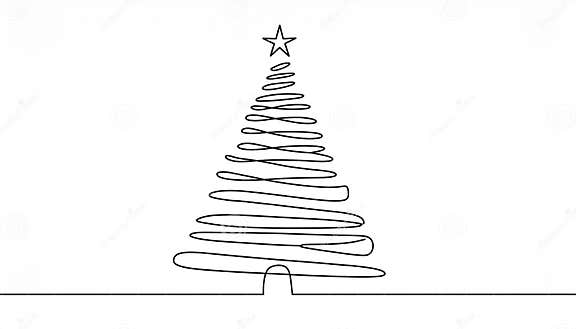 Continuous Line Drawing of Christmas Tree. Christmas Tree Line ...