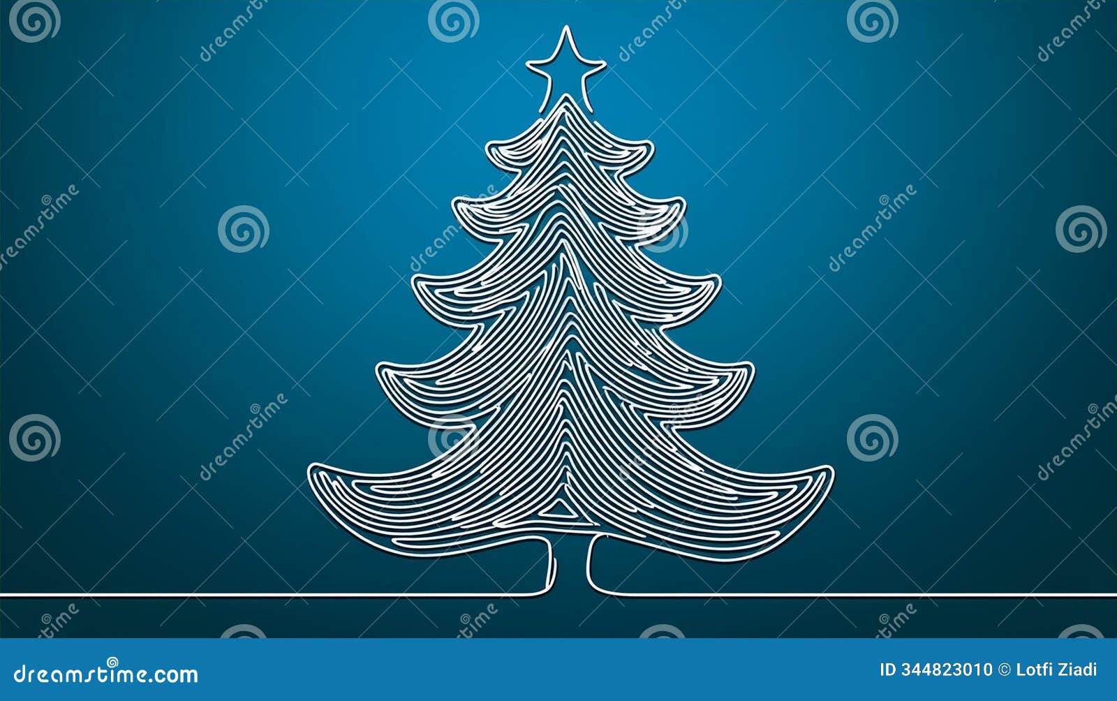 Continuous Line Drawing of Christmas Tree. Christmas Tree Line ...