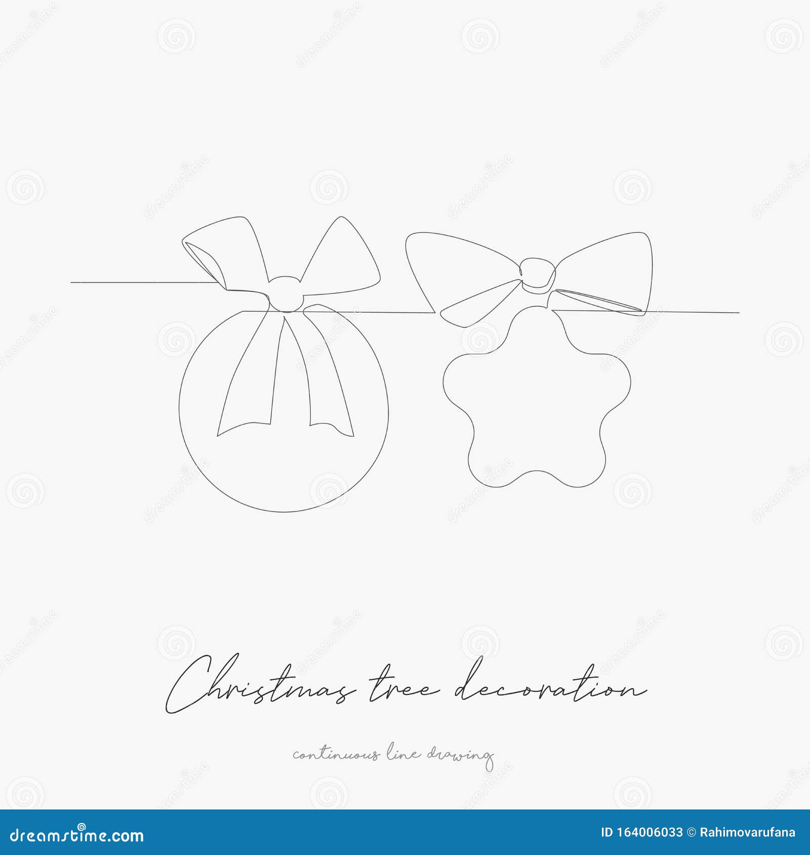 Continuous Line Drawing. Christmas Tree Decoration. Simple Vector ...