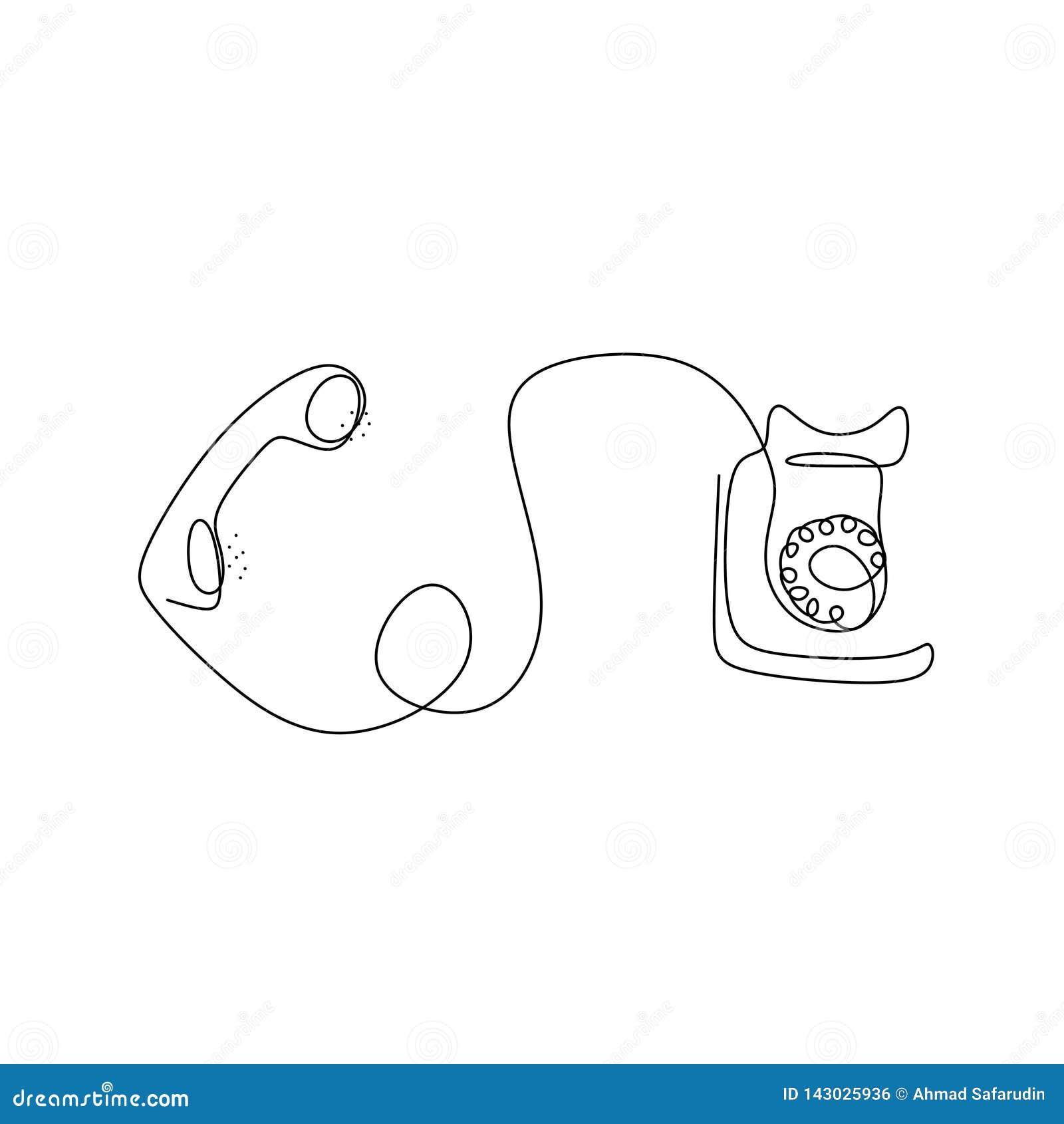 Continuous Line Drawing of the Classic Vintage Telephone Stock Vector ...