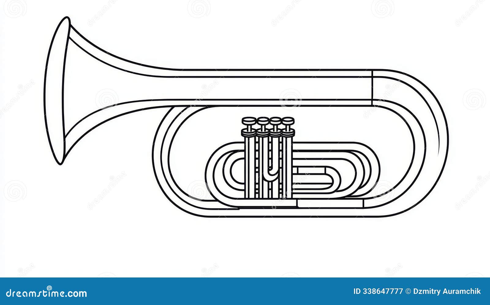A Continuous Line Drawing Of A Classical Baritone Horn Stock Image ...