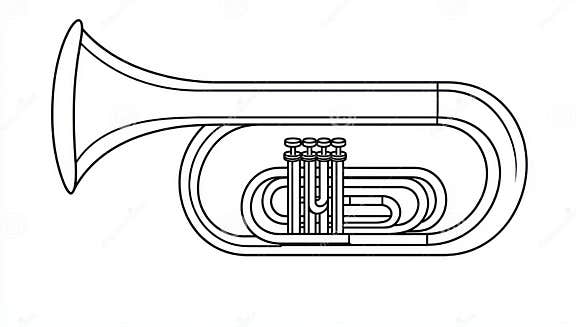 A Continuous Line Drawing of a Classical Baritone Horn Stock ...