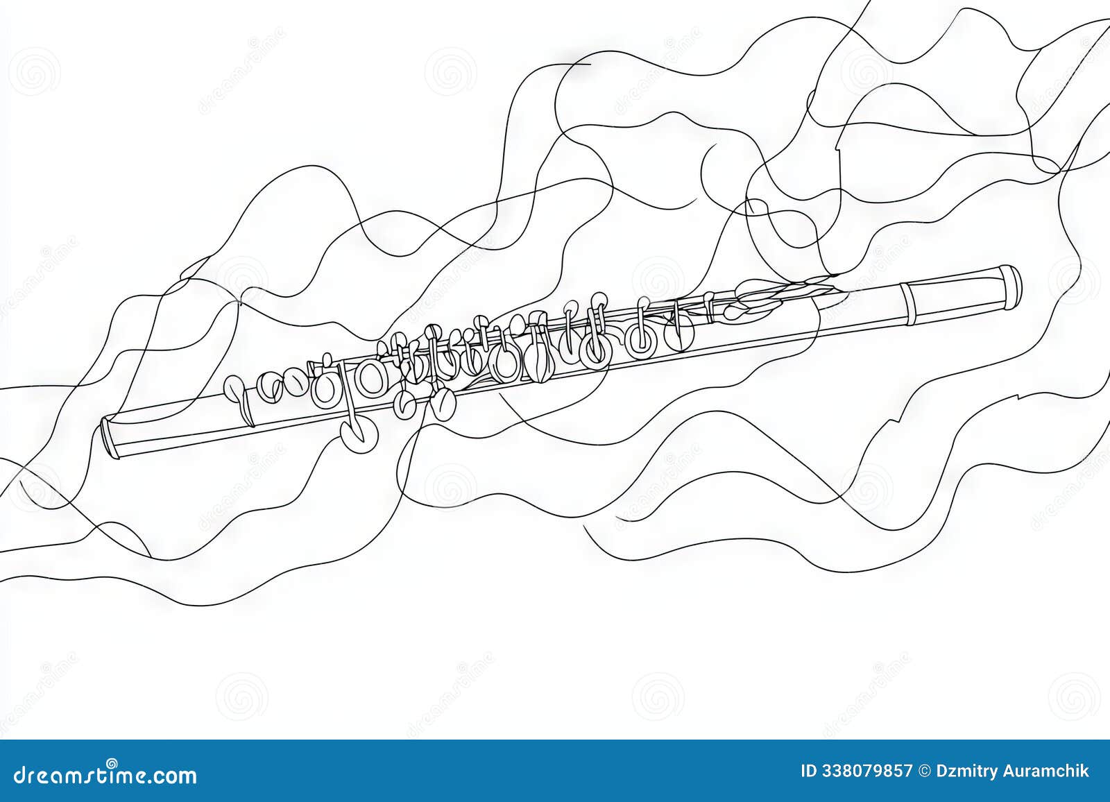 This is a Continuous Line Drawing of a Classical Flute. Wind ...