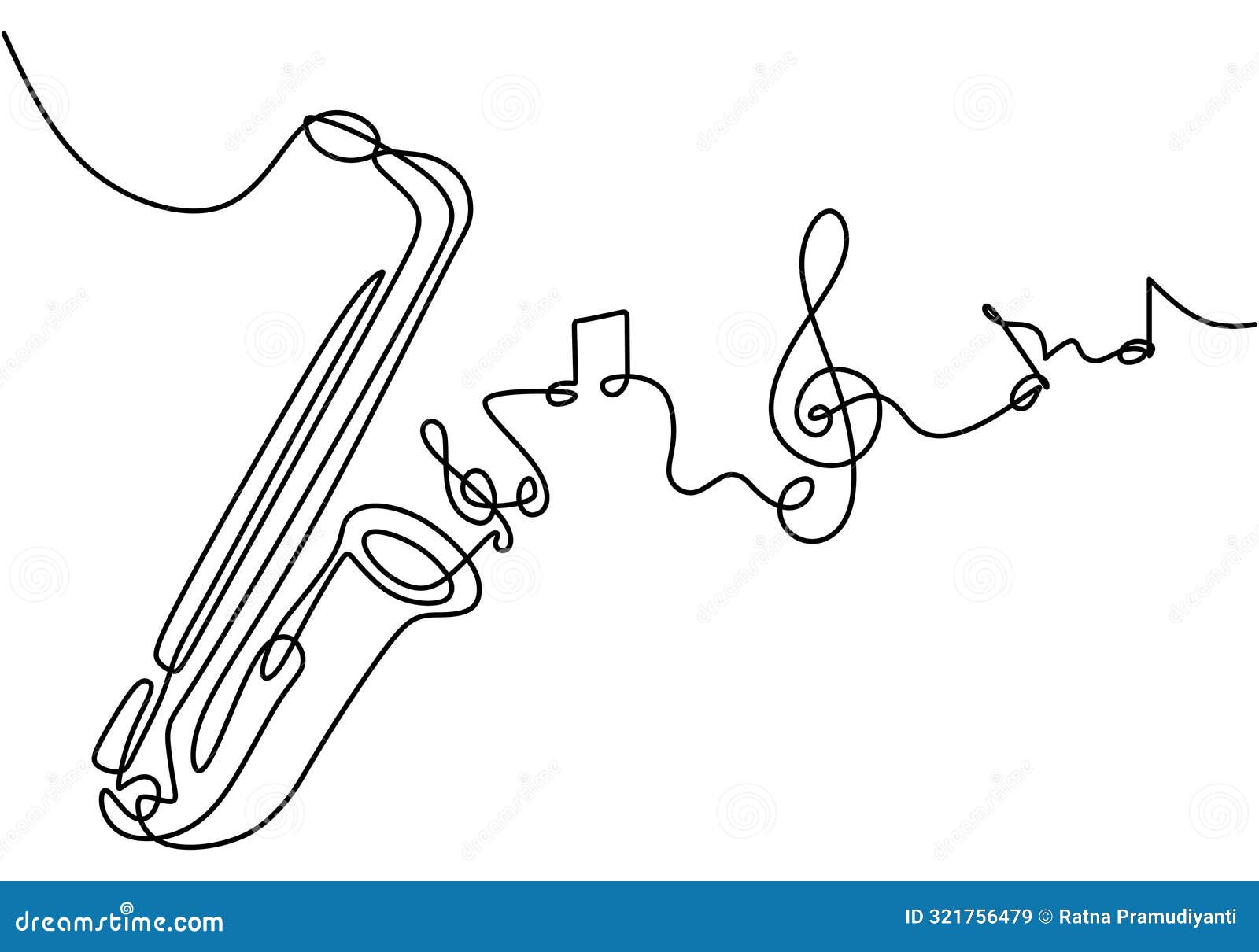 Continuous Line Drawing of Classical Saxophone. Saxophone Jazz Music ...