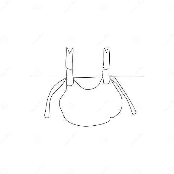 Continuous Line Drawing Clean Bib Hanging on Ropes. Vector Illustration ...