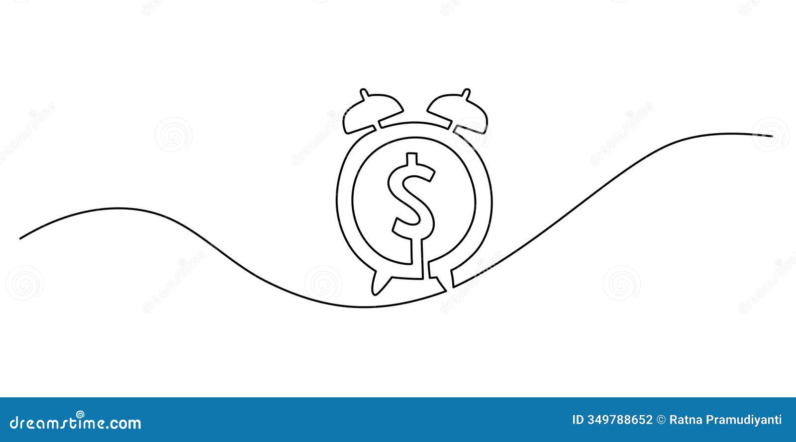 Continuous Line Drawing of Clock with Dollar Sign Pendulum. Time and ...