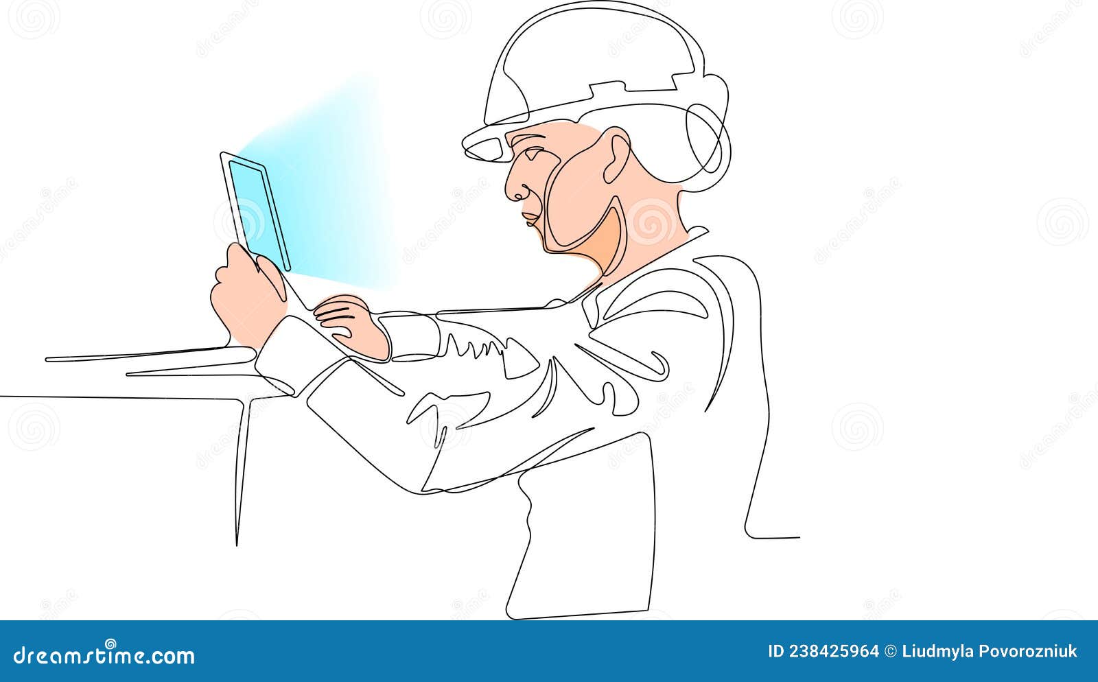 Continuous Line Drawing of a Experienced Engineer Stock Vector ...
