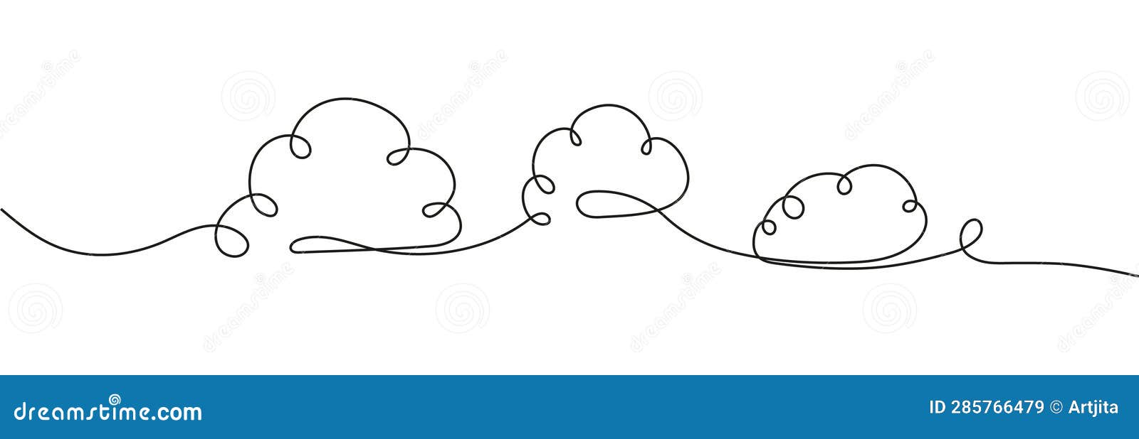 Continuous Line Drawing of Cloud. Clouds in the Sky in Continuous Line ...