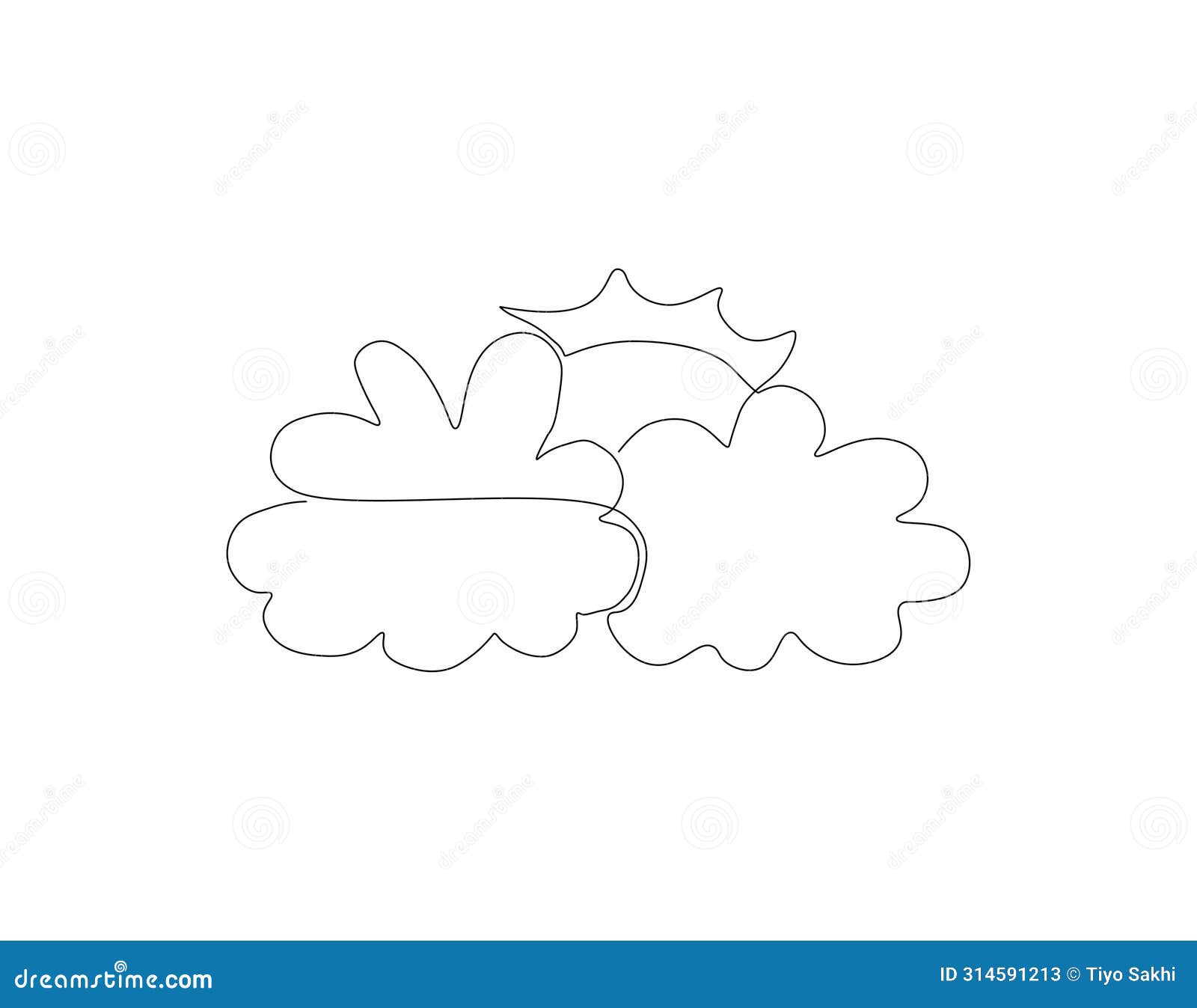 Continuous Line Drawing of Cloud. One Line of Cloud in the Air. Cloud ...