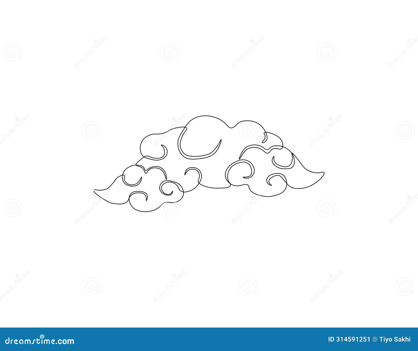 Continuous Line Drawing of Cloud. One Line of Cloud in the Air. Cloud ...