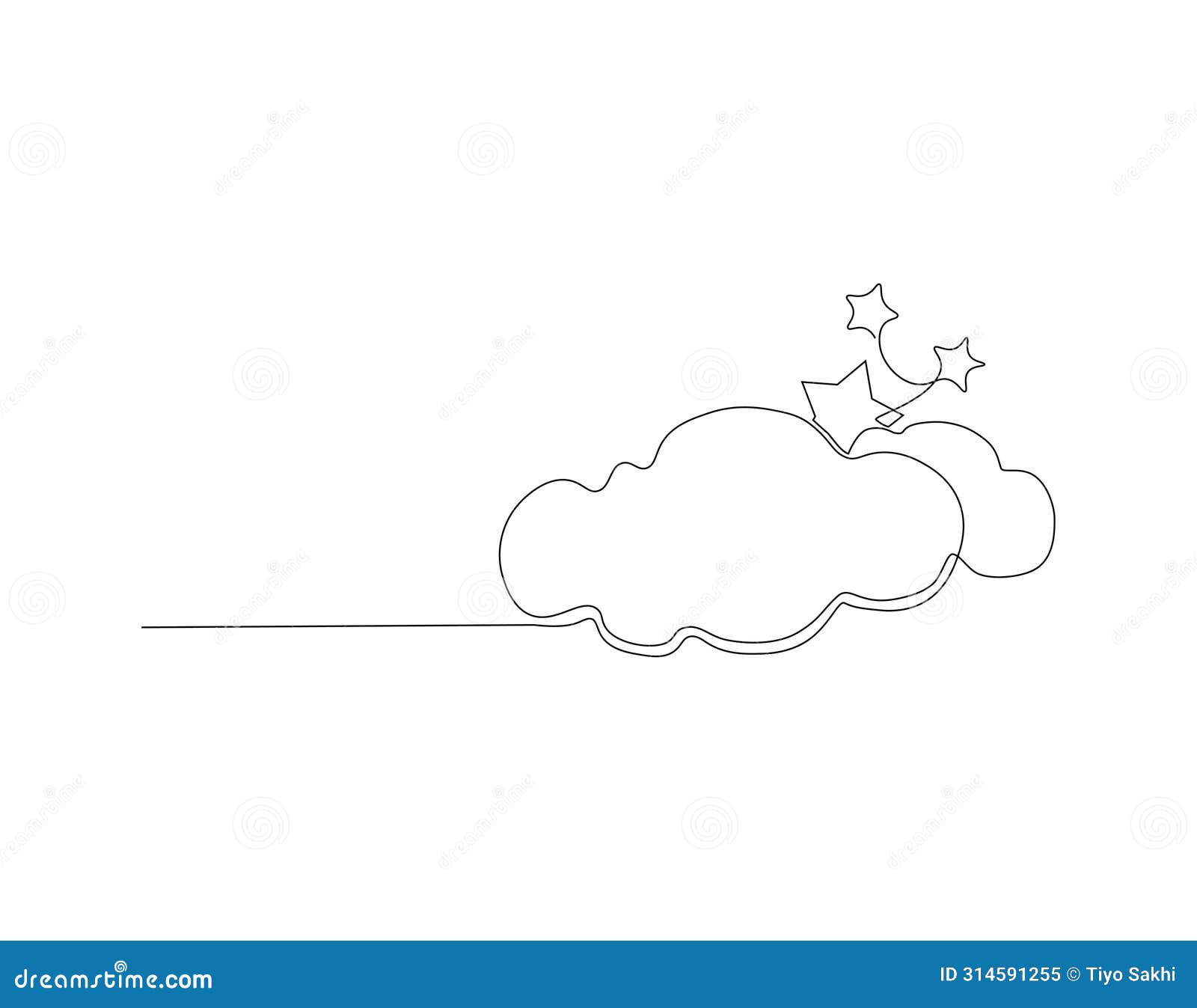 Continuous Line Drawing of Cloud. One Line of Cloud in the Air. Cloud ...