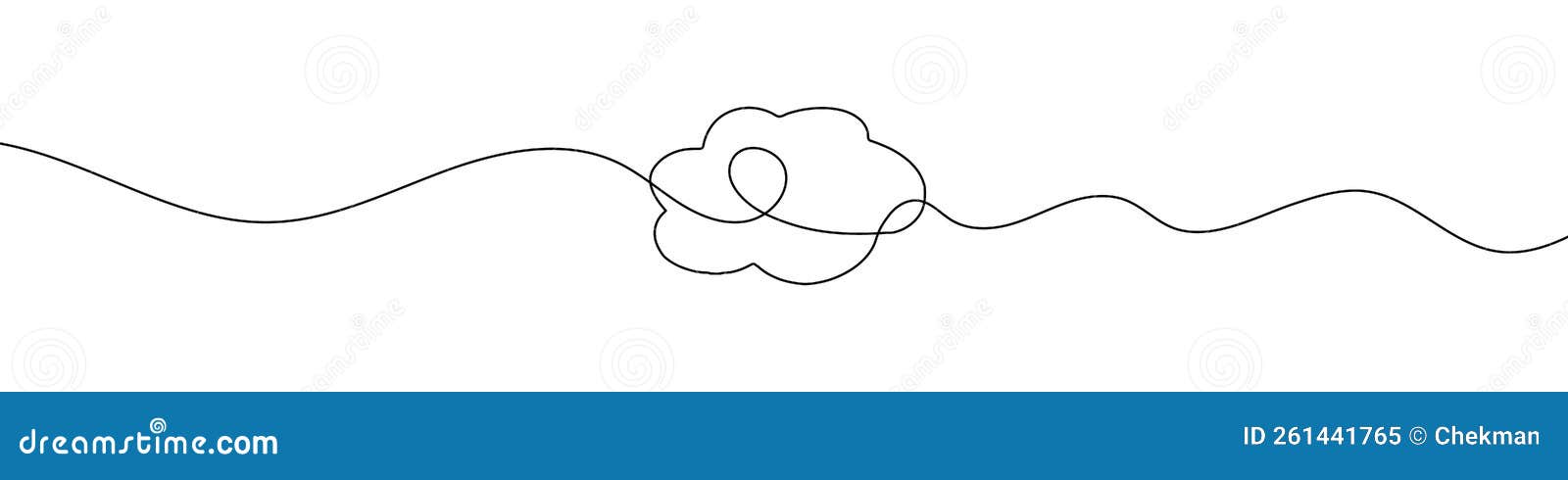 Continuous Line Drawing of Cloud. One Line Drawing Background. Vector ...