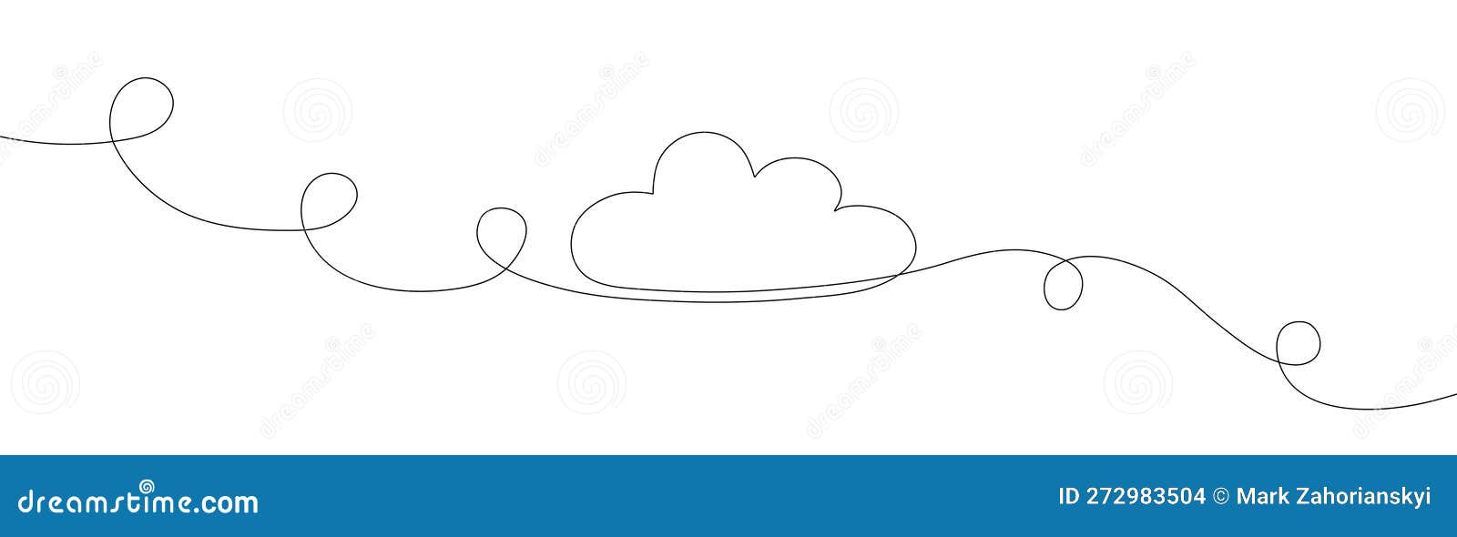 Continuous Line Drawing. Clouds. Black Isolated on White Background ...