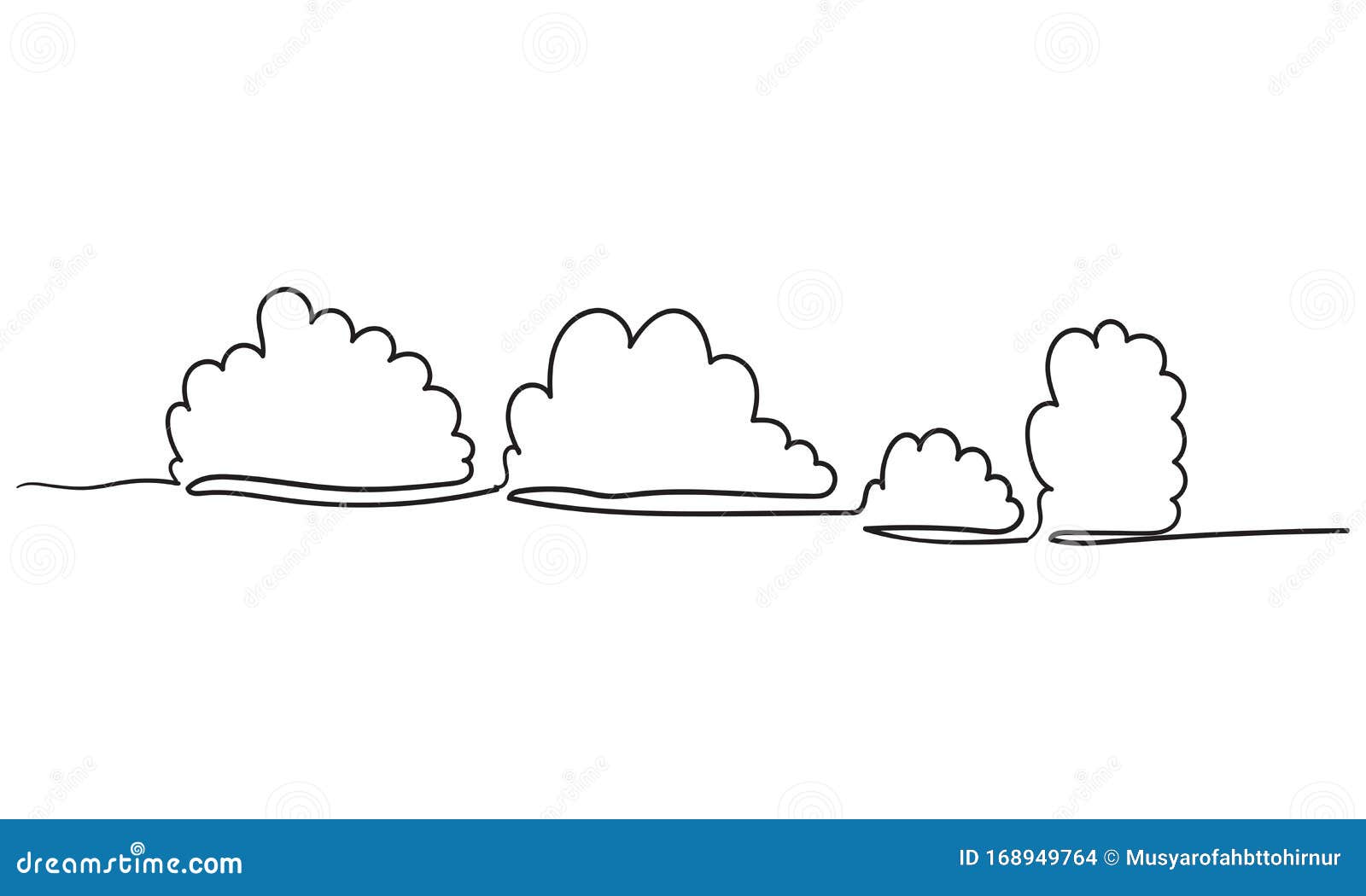 Continuous Line Drawing. Clouds Stock Vector - Illustration of ...