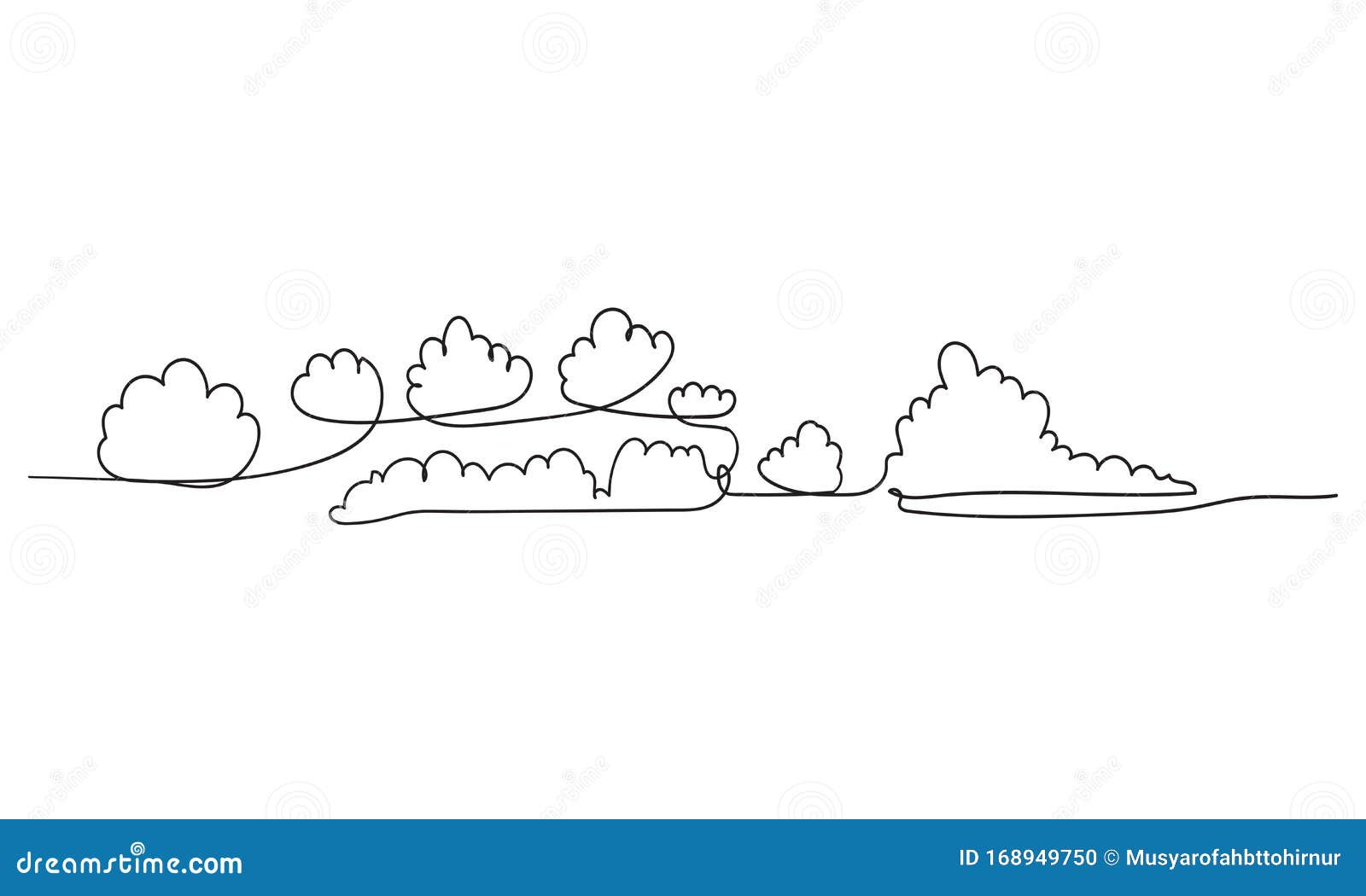 Continuous Line Drawing. Clouds Stock Vector - Illustration of season ...