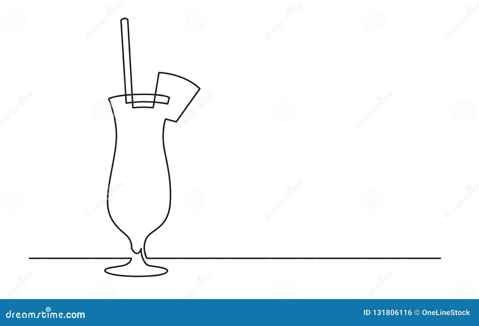 Continuous Line Drawing of Cocktail Drink Stock Vector - Illustration ...