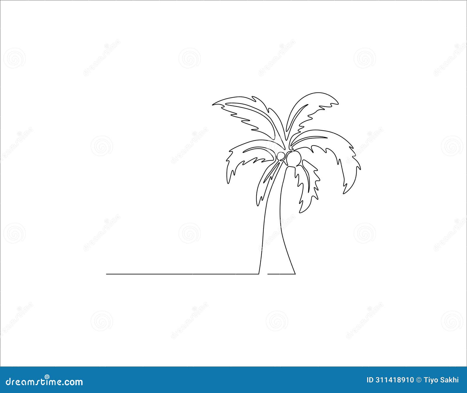 Continuous Line Drawing of Coconut Tree. One Line of Coconut Tree ...