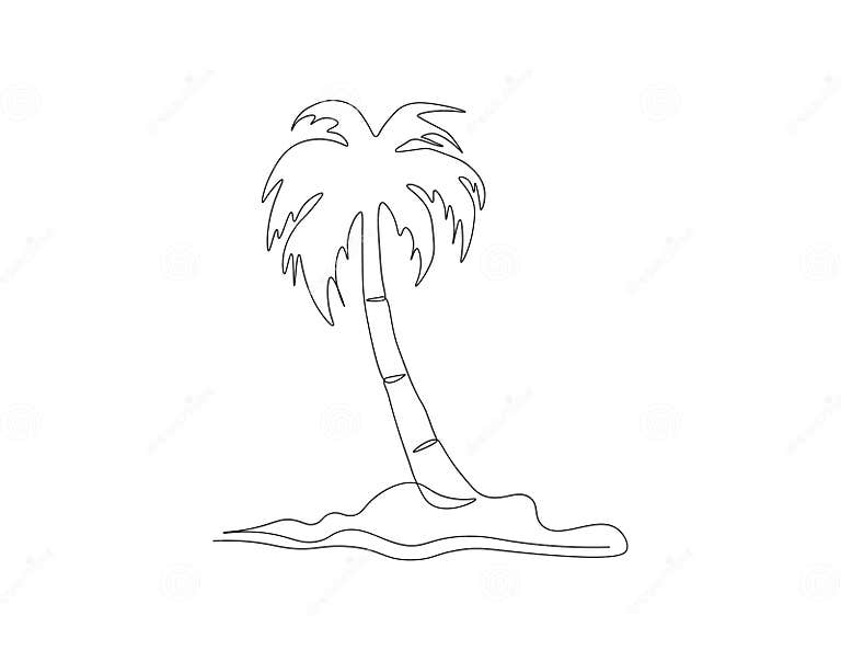 Continuous Line Drawing of Coconut Tree. One Line of Coconut Tree ...
