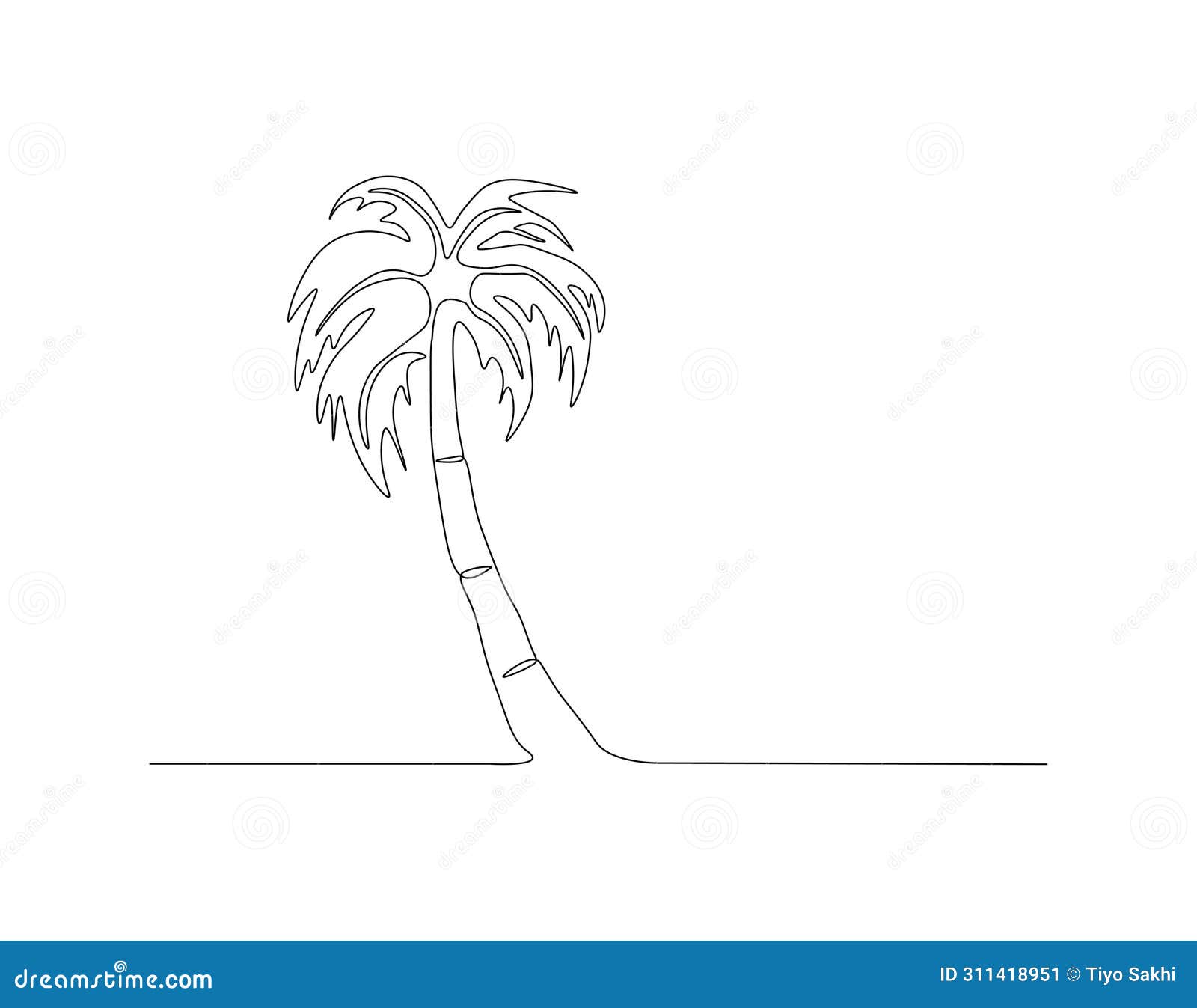 Continuous Line Drawing of Coconut Tree. One Line of Coconut Tree ...