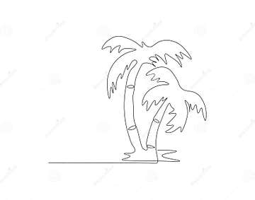 Continuous Line Drawing of Coconut Tree. One Line of Coconut Tree ...
