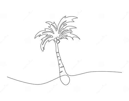 Continuous Line Drawing of Coconut Tree. One Line of Coconut Tree ...