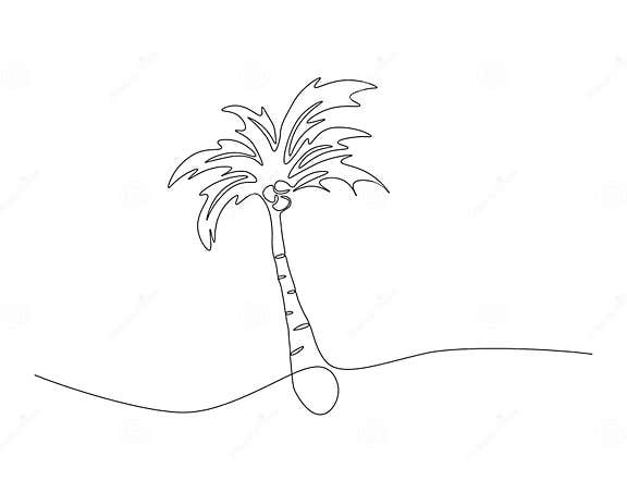 Continuous Line Drawing of Coconut Tree. One Line of Coconut Tree ...