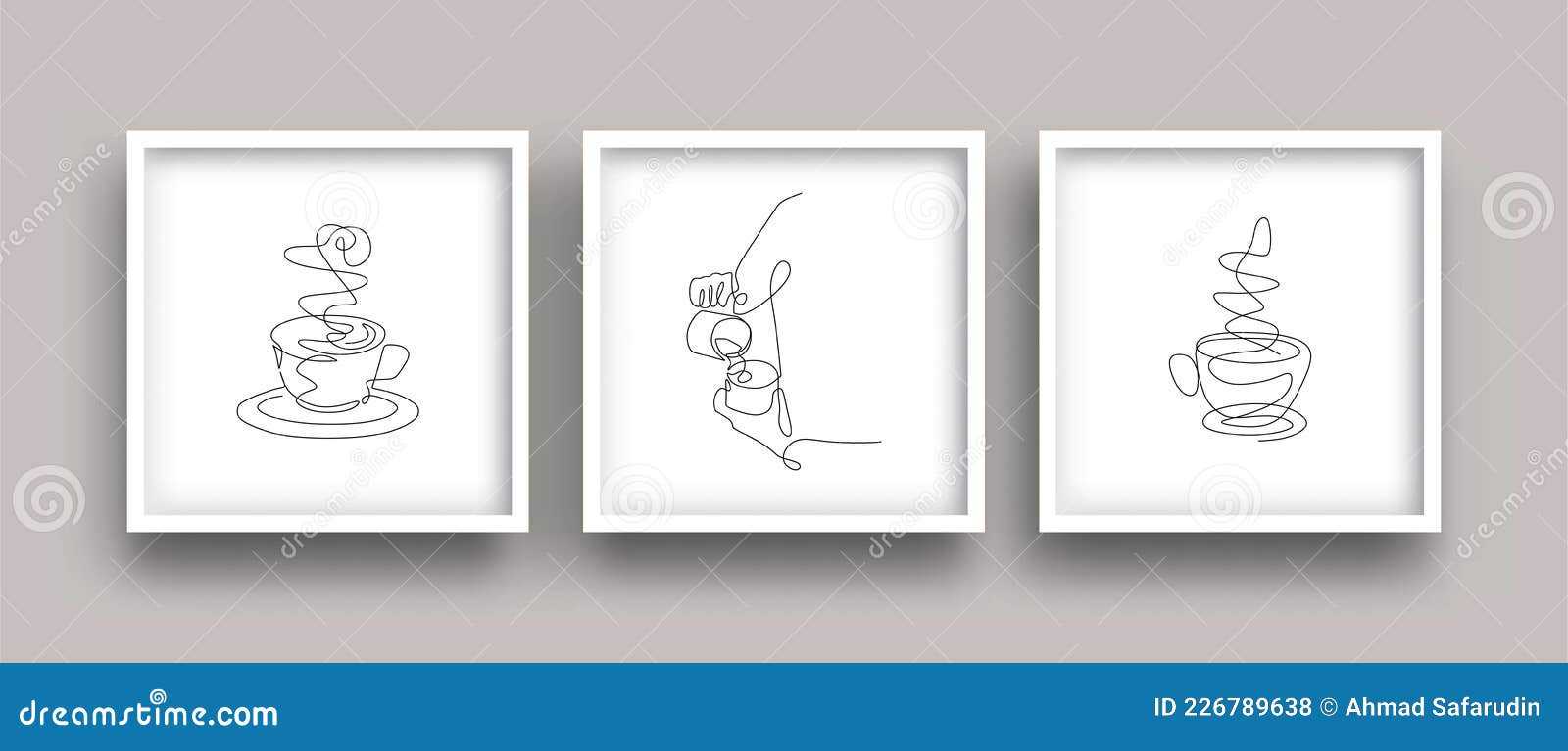 Continuous Line Drawing of Coffee Set. Minimalism Line Art Stock Vector ...